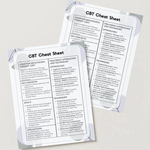 CBT Cheat Sheet: Quick Reference Guide | Cognitive Behavioural Therapy ...