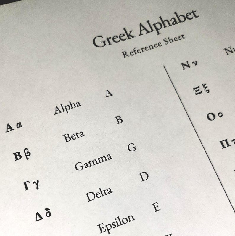 Greek Alphabet Printable Chart | Greek Letters Reference Sheet PDF ...