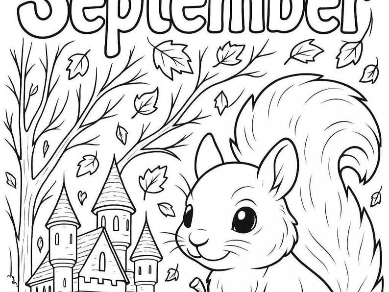 Printable Squirrel & Castle Coloring Pages | Monthly Woodland Fantasy ...