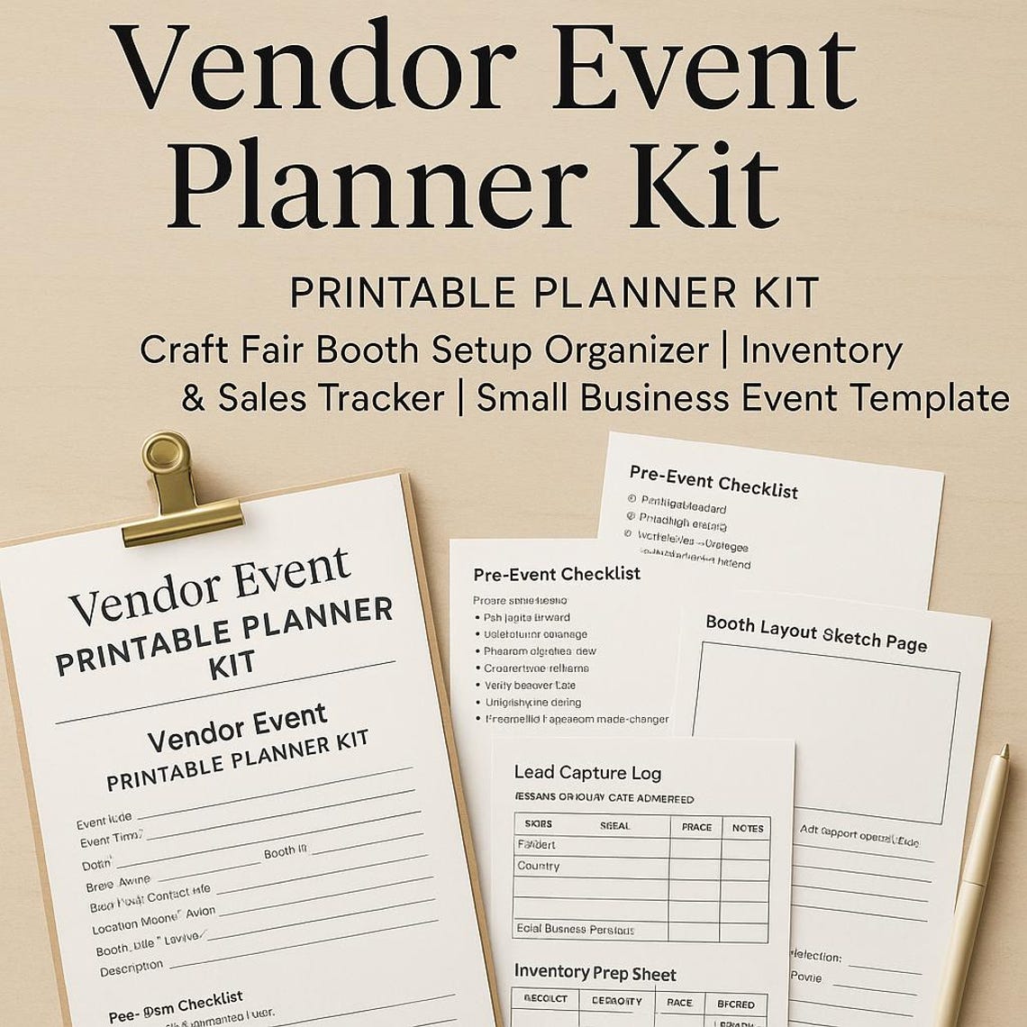 Vendor Event Planner Kit Printable | Craft Fair Booth Setup Organizer ...