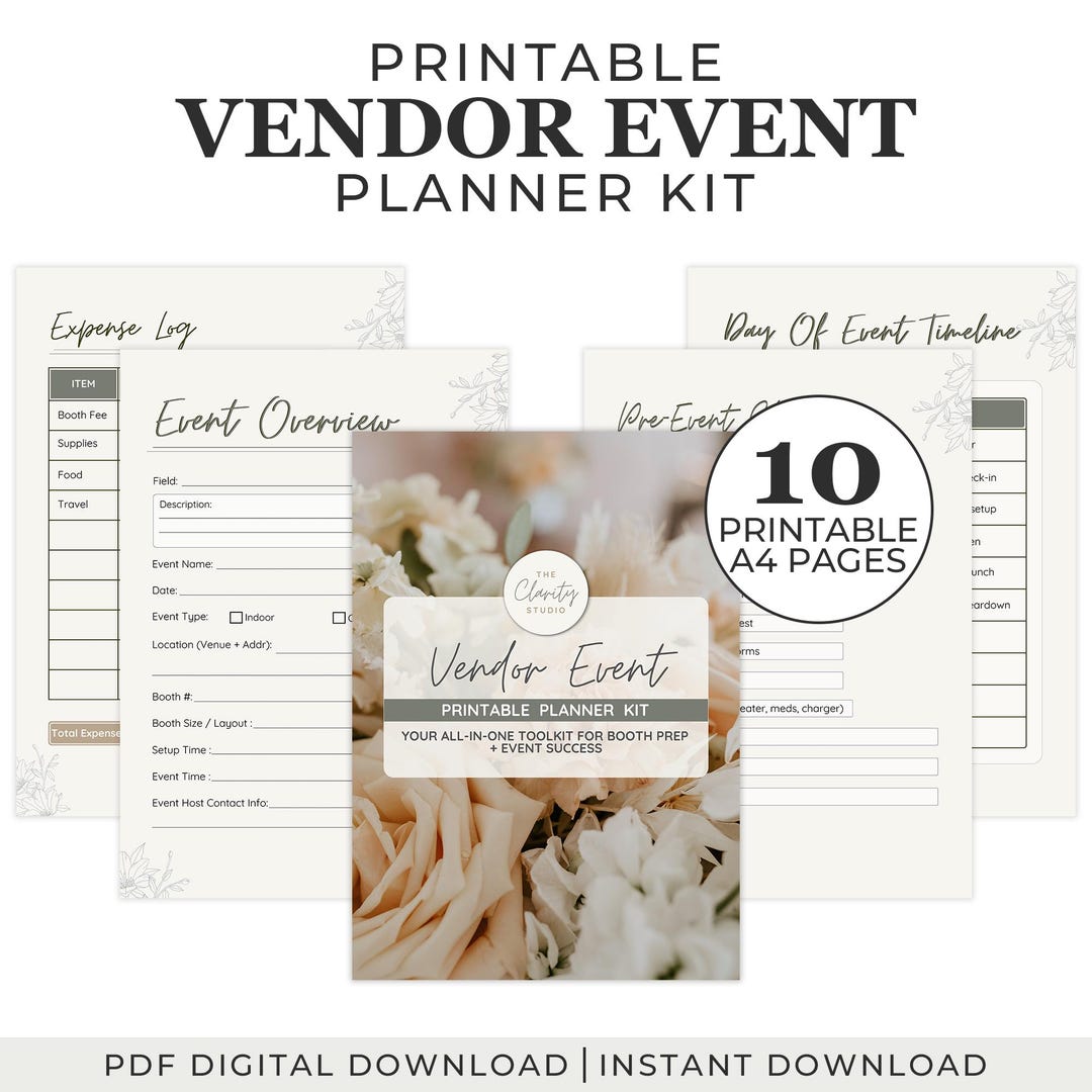 Vendor Event Planner Kit Printable | Craft Fair Booth Setup Organizer ...