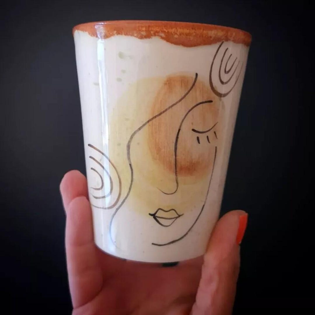 Linea Ceramic Mug – 300ml Handmade Minimalist Line Art Cup – Modern ...