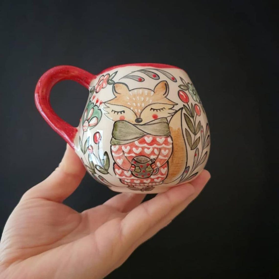 Fox Ceramic Mug: Handmade Pottery Coffee Cup, Book Lover Gift - Etsy