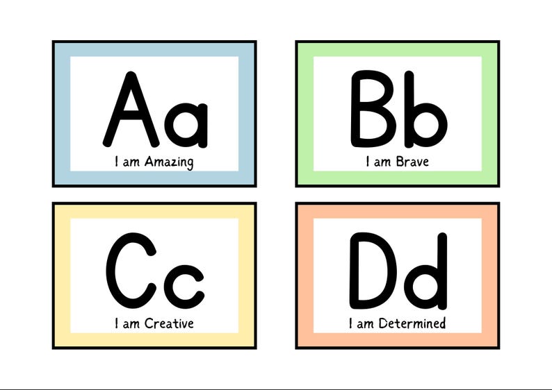 Alphabet Affirmation Flashcards for Kids | A to Z Printable | I Am ...