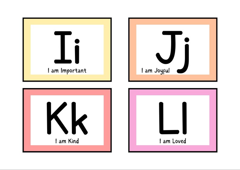 Alphabet Affirmation Flashcards for Kids | A to Z Printable | I Am ...