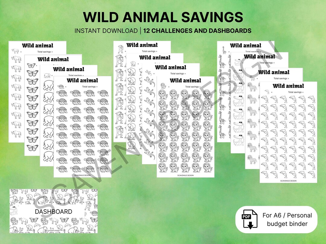 Wild Animal Savings | Saving Challenge | Money Saving | for A6 and ...