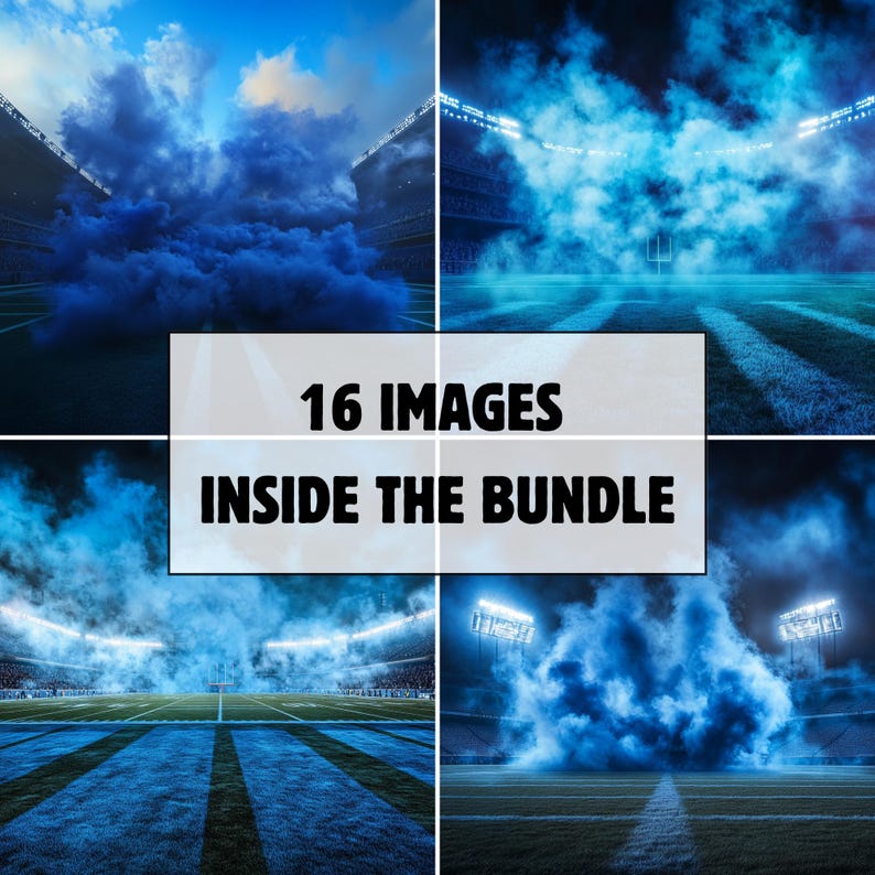 Blue Smoke Football Stadium Digital Backdrop: 16 Pngs for Sports ...