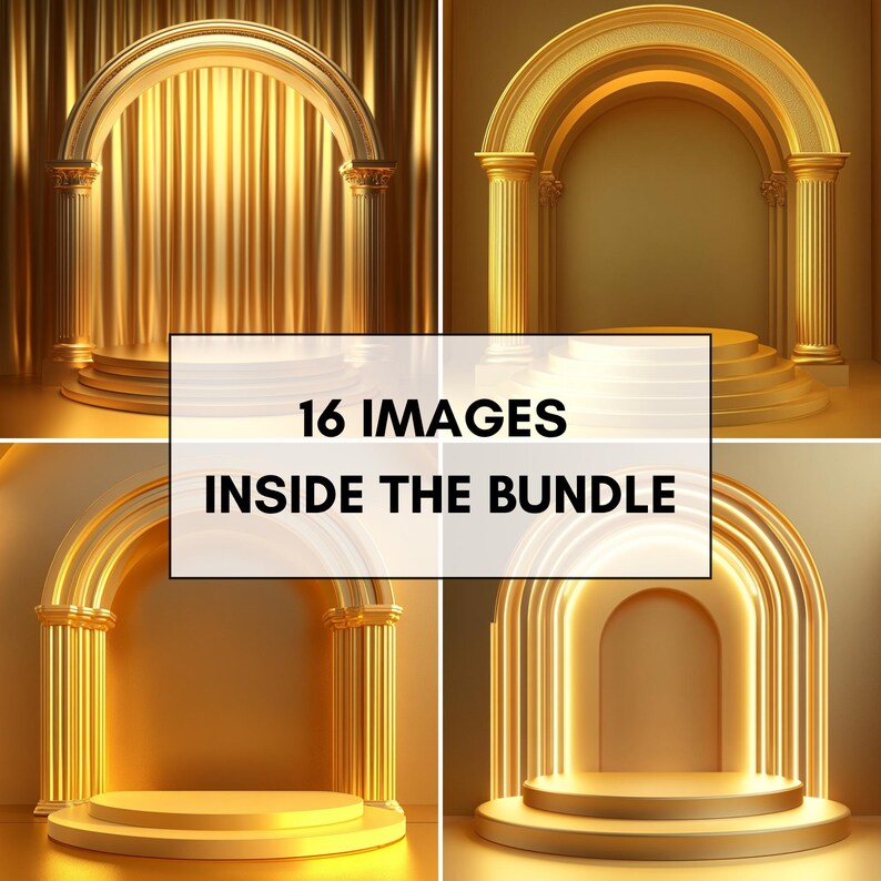 Gold Stage Wedding Anniversary Backdrop: Glam PNG Digital Backgrounds ...