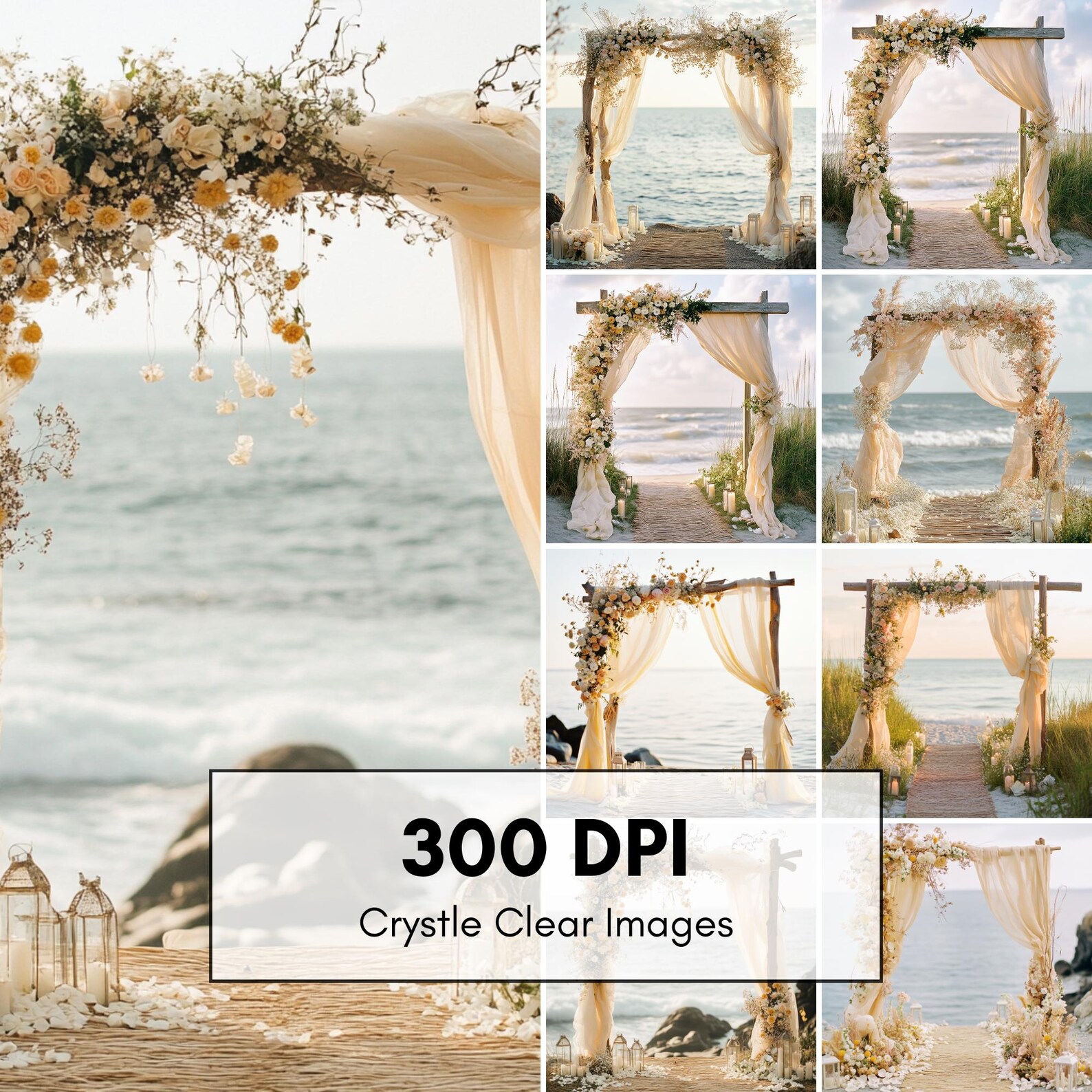Golden Beach Wedding Backdrop: Sunset Sea PNG Digital Backgrounds - Etsy