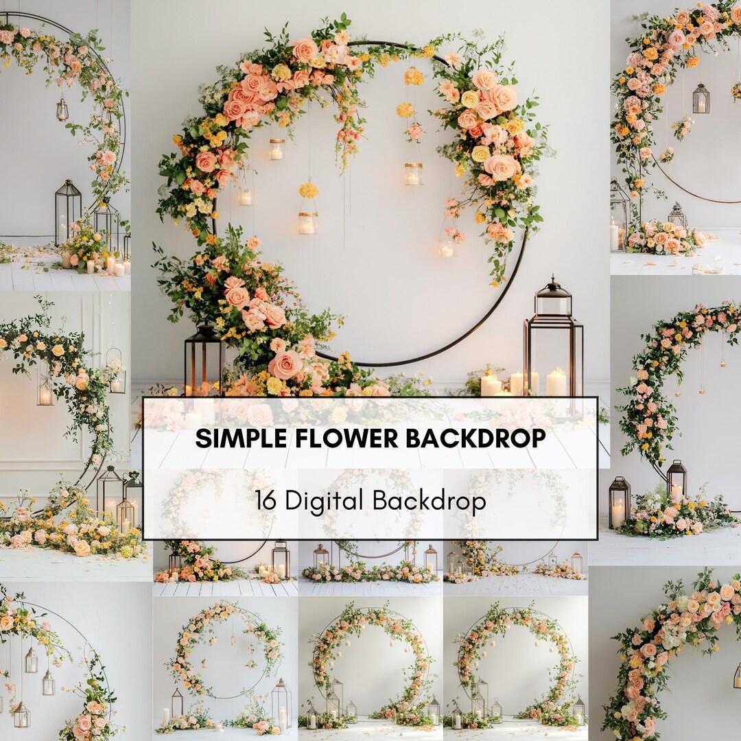Floral Ring Arch Backdrops: Elegant Wedding PNG Overlays (digital ...