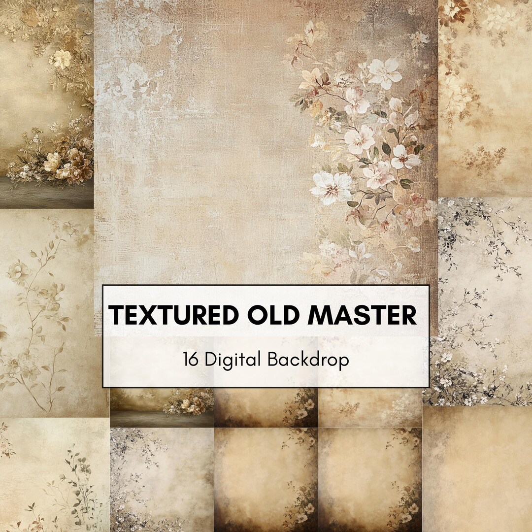 Textured Old Master Backgrounds: 16 PNG Classic Art Digital Backdrops ...