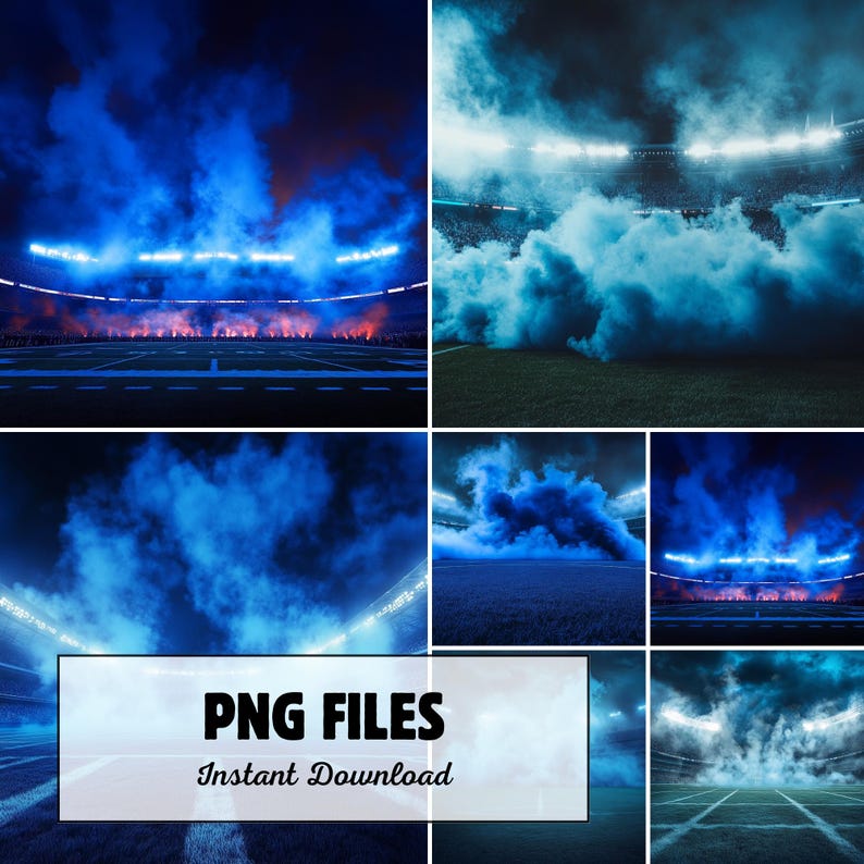 Blue Smoke Football Stadium Digital Backdrop: 16 Pngs for Sports ...