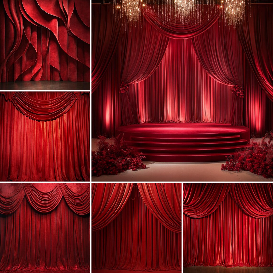 Wedding Stage Backdrop | 16 PNG Digital Backgrounds | Elegant Ceremony ...