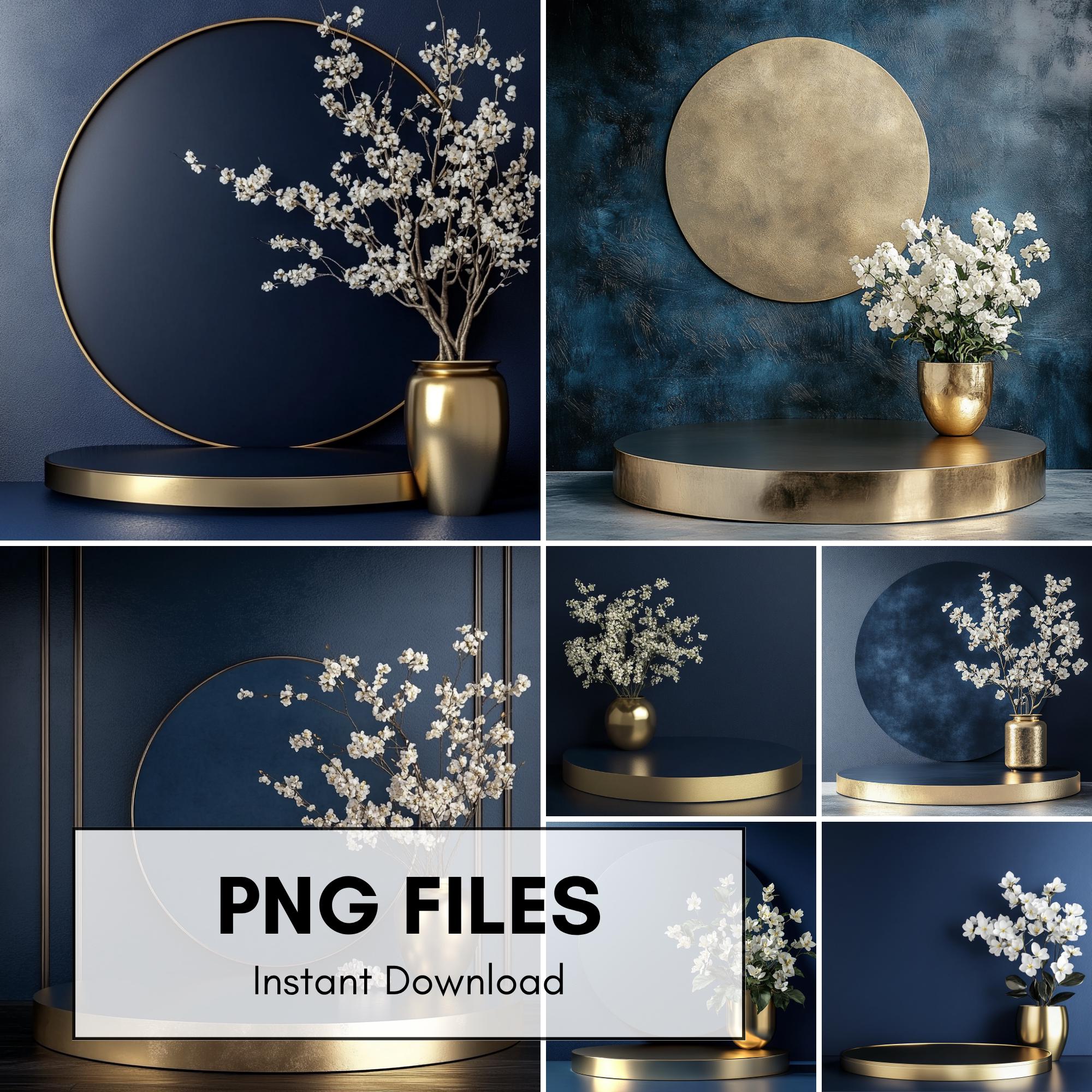 Dark Blue Backdrop | 16 PNG Digital Backgrounds | Elegant Night-toned ...