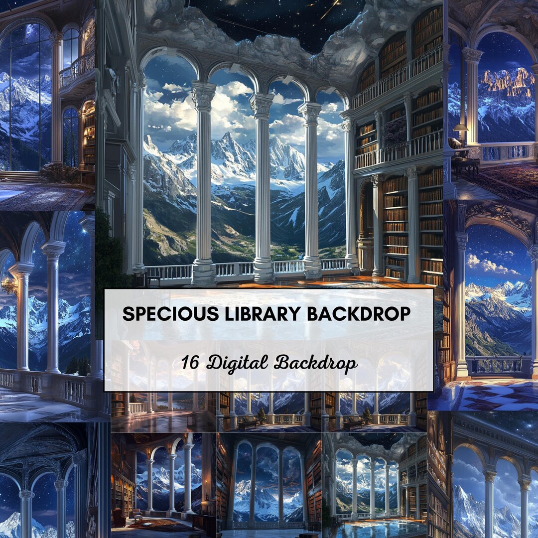 Library Backdrop Bundle: Cozy Book Room PNG Digital Backgrounds (16 ...