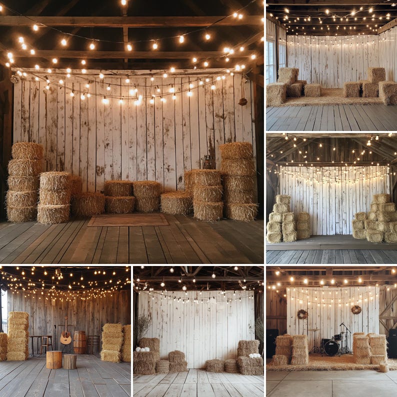 Farmhouse Photography Backdrops: Rustic Barn, Floral Scenes (16 PNG ...