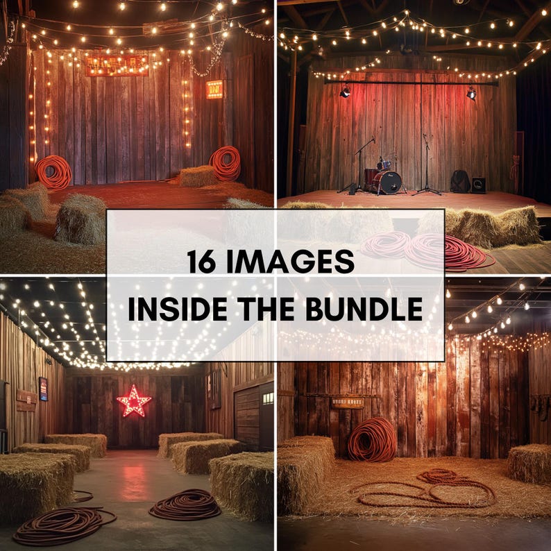 Western Themed Concert Backgrounds: 16 PNG Music Stage Digital ...