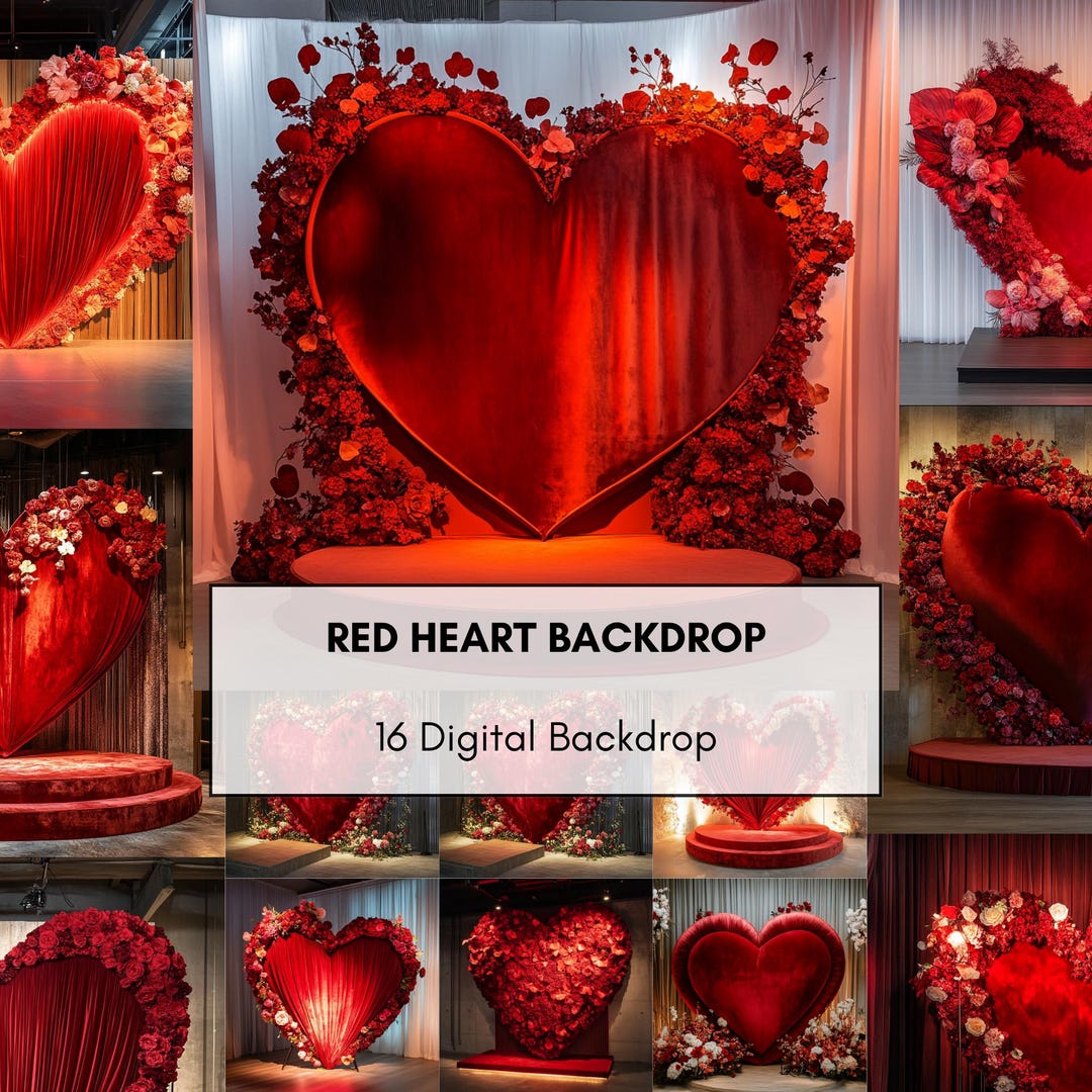 Red Hearts Digital Backdrop: Romantic PNG Backgrounds (16-pack) - Etsy