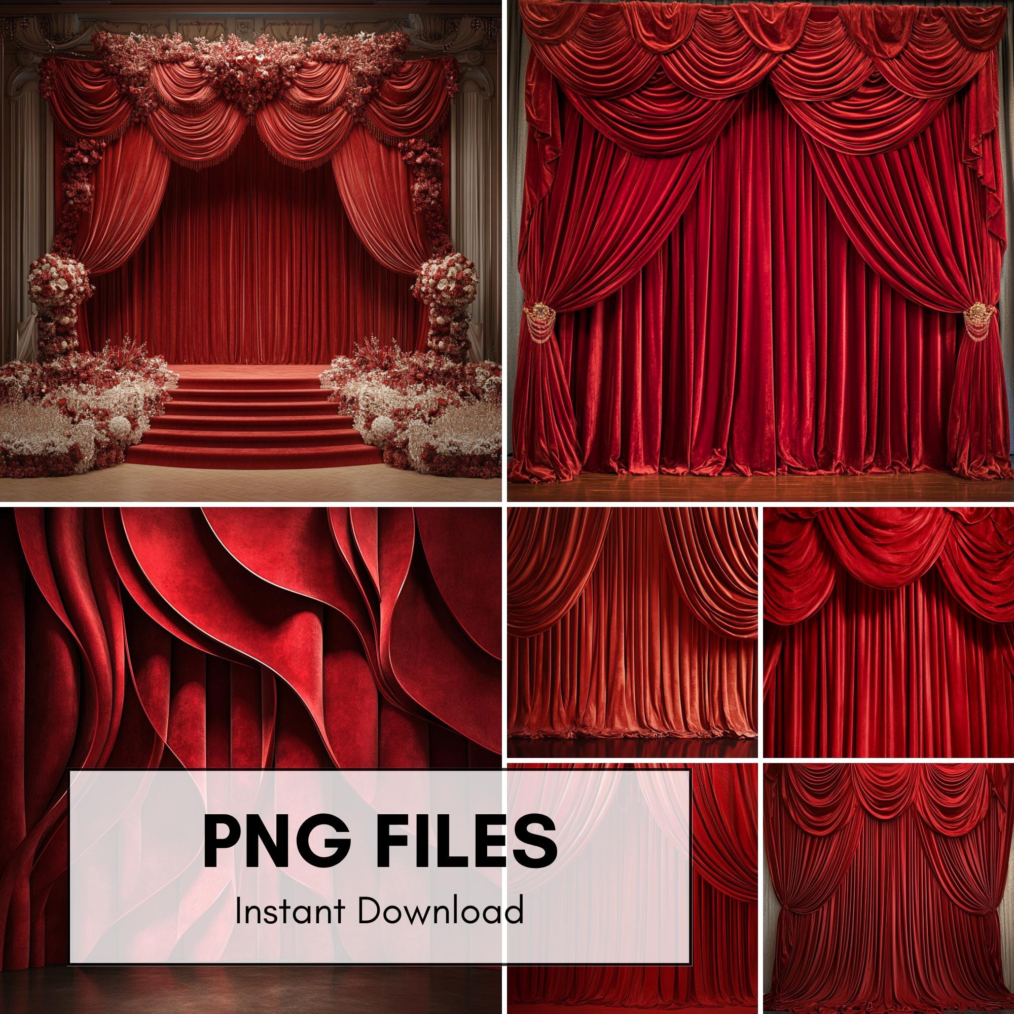 Wedding Stage Backdrop | 16 PNG Digital Backgrounds | Elegant Ceremony ...
