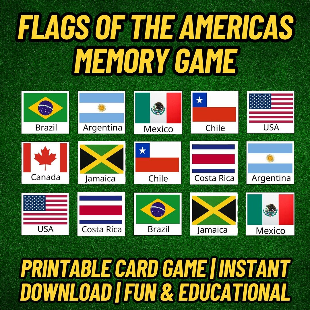 Flags of the Americas Memory Game | Printable Geography Cards (PDF) - Etsy