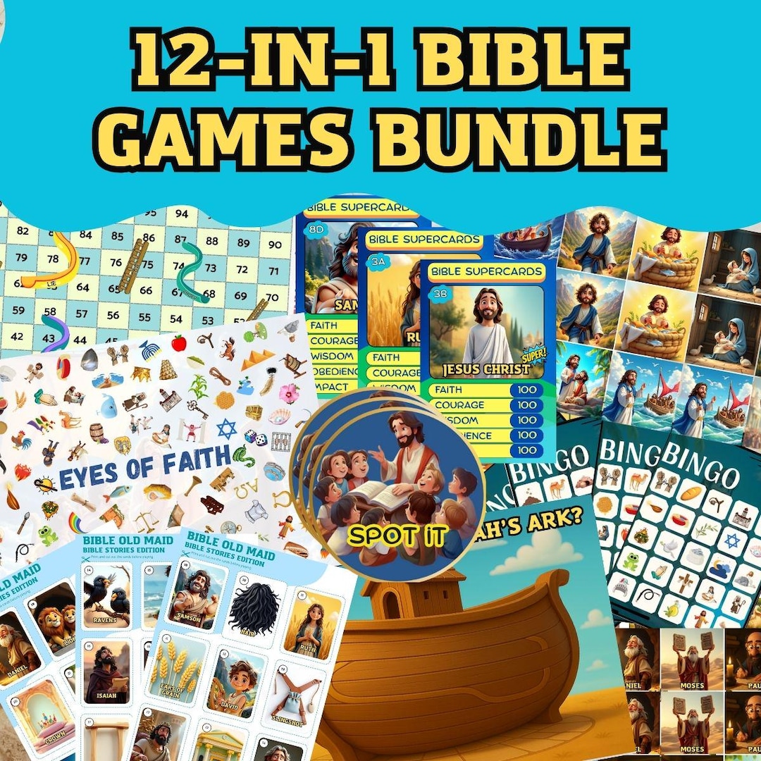 Bible Games Bundle • 12 Printable Christian Activities • Sunday School ...
