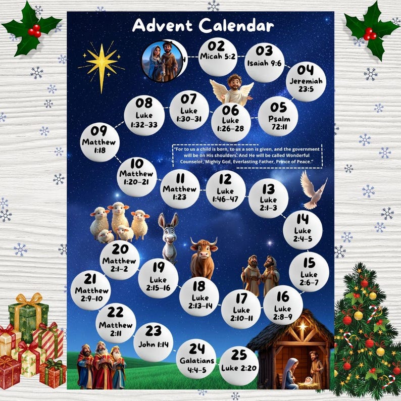 Nativity Advent Calendar for Kids, Printable Nativity Advent Calendar ...