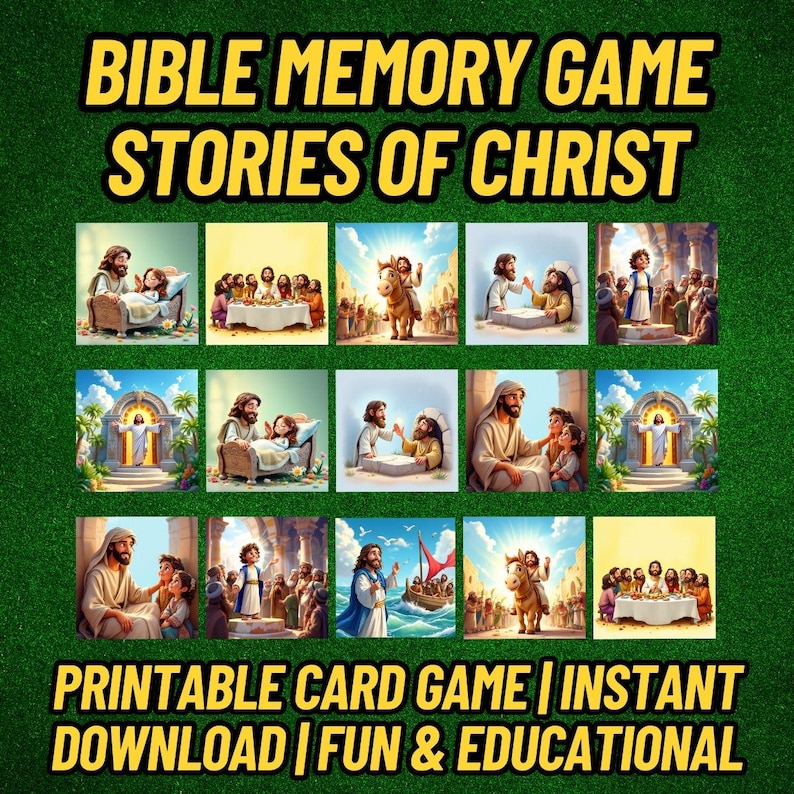 Jesus Memory Game – 15 Matching Pairs | Bible Stories of Christ ...