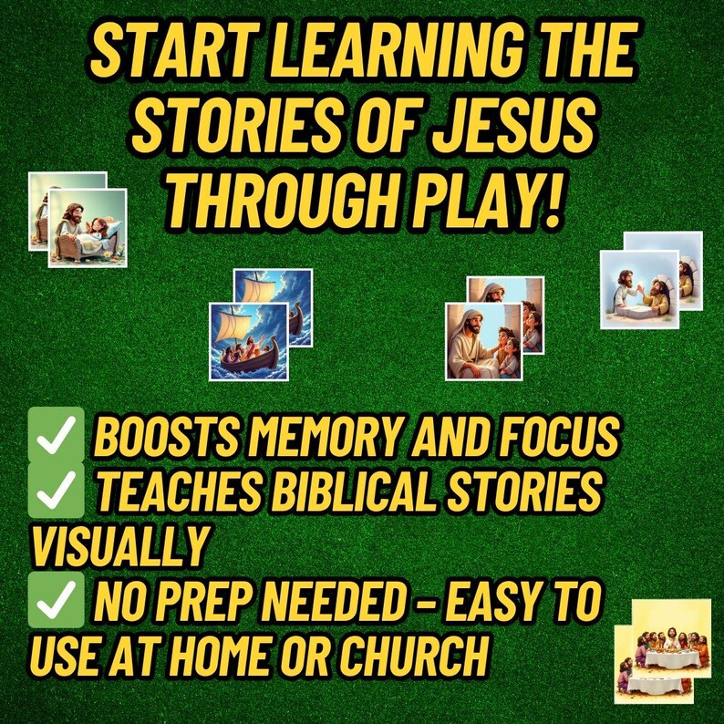 Jesus Memory Game – 15 Matching Pairs | Bible Stories of Christ ...