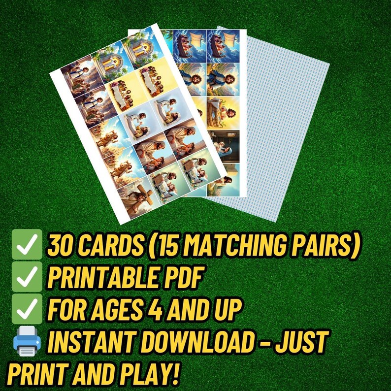 Jesus Memory Game – 15 Matching Pairs | Bible Stories of Christ ...