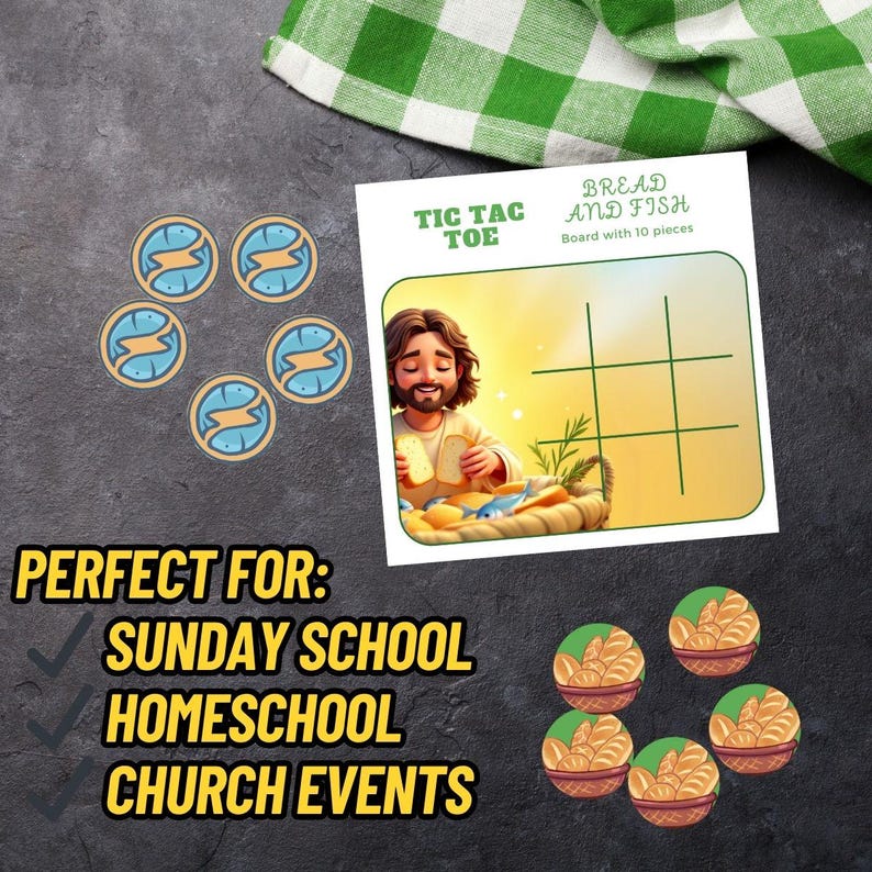 Bible Tic Tac Toe – Bread and Fish | Christian Printable Game for Kids ...