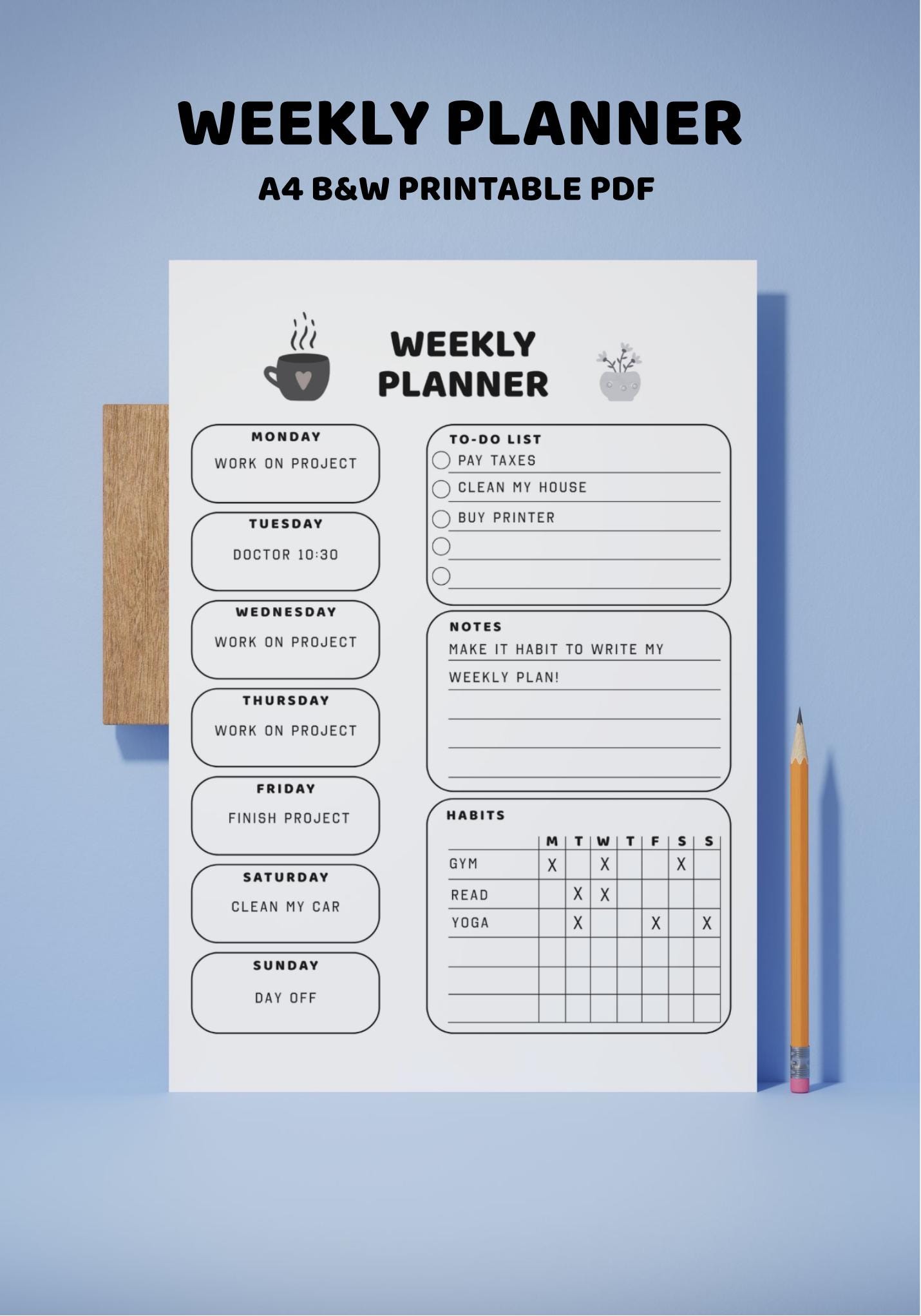 Printable Weekly Planner – Minimal To-do List - Etsy