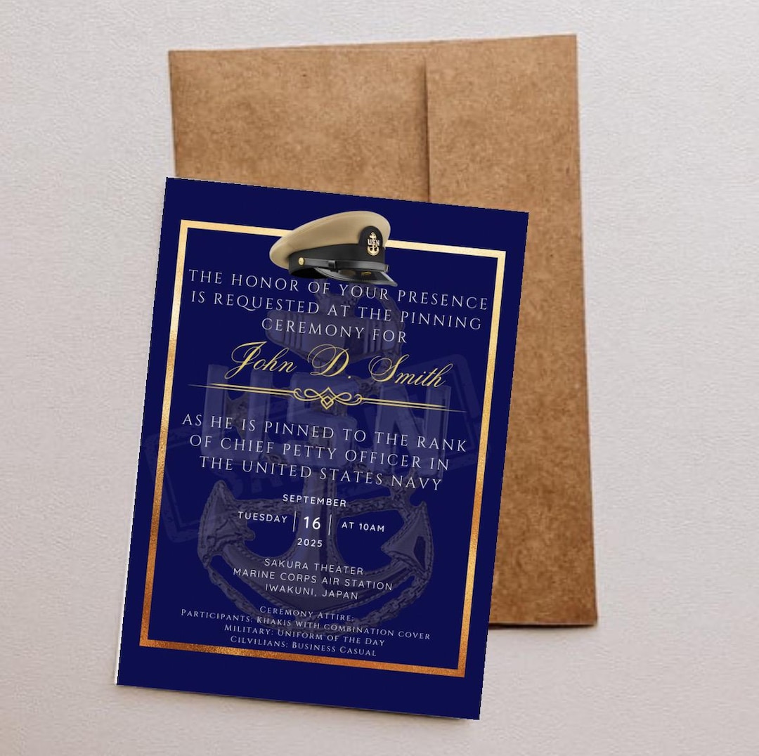 Editable Navy Chief Pinning Ceremony Invitation | Digital Download ...
