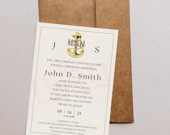 Editable Navy Chief Pinning Ceremony Invitation | Digital Download ...