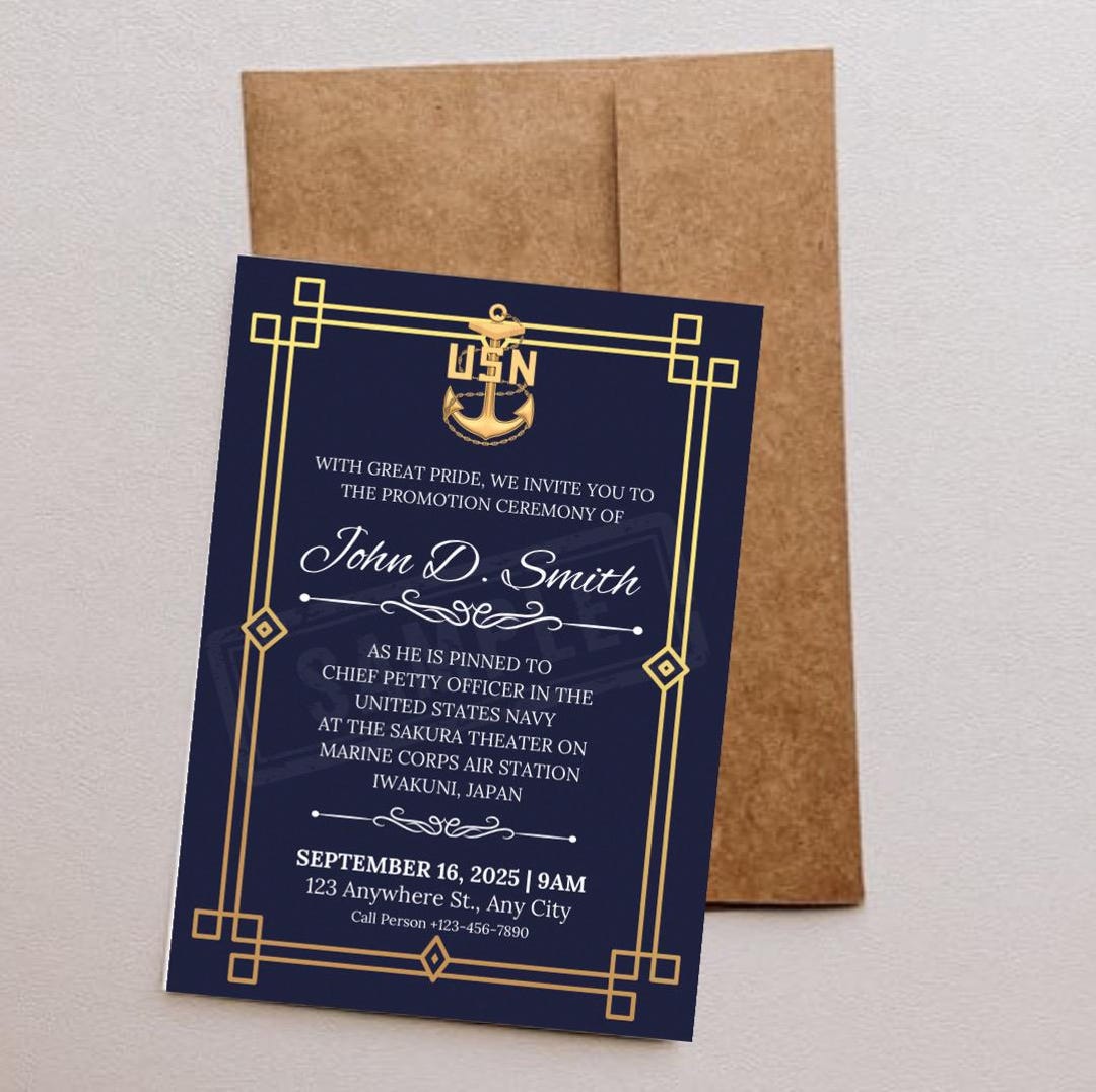 CPO Promotion Invitation – Navy Chief Ceremony Editable Download - Etsy