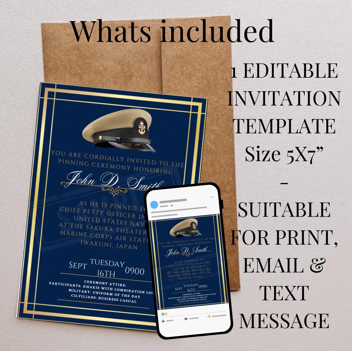 Chief Petty Officer Pinning Invite – Class 132 Digital Invitation ...