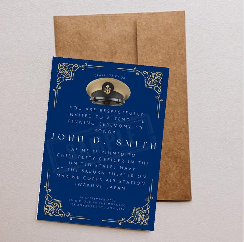 Editable Navy Chief Pinning Invitation – CPO Selectee Digital Template ...
