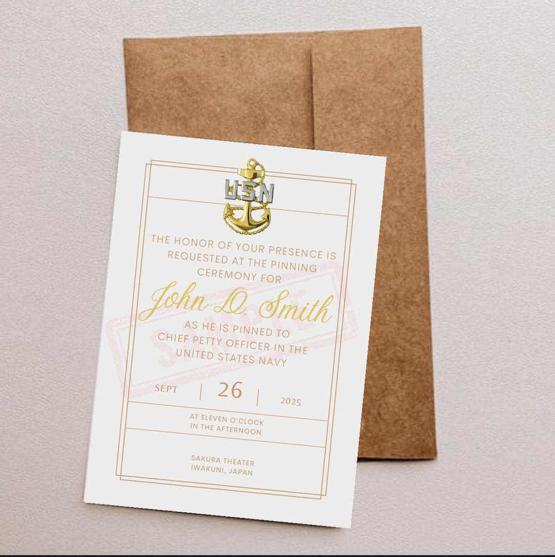 Digital Navy Chief Invitation – Canva Template for CPO Selectees - Etsy
