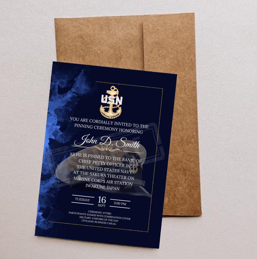 Navy Chief Pinning Ceremony Invitation: USN CPO Printable Invite ...