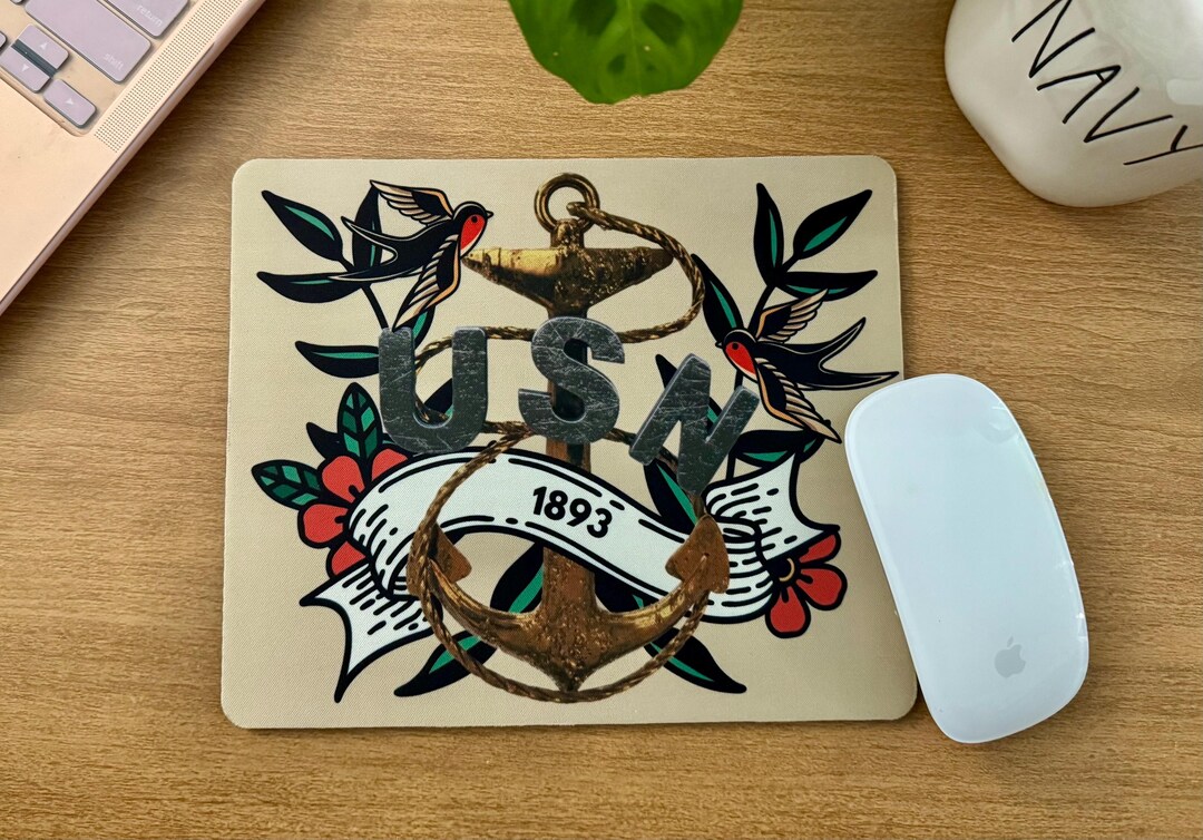 Traditional Tattoo Navy Chief Mouse Pad | USN Anchor 1893 Design | CPO ...