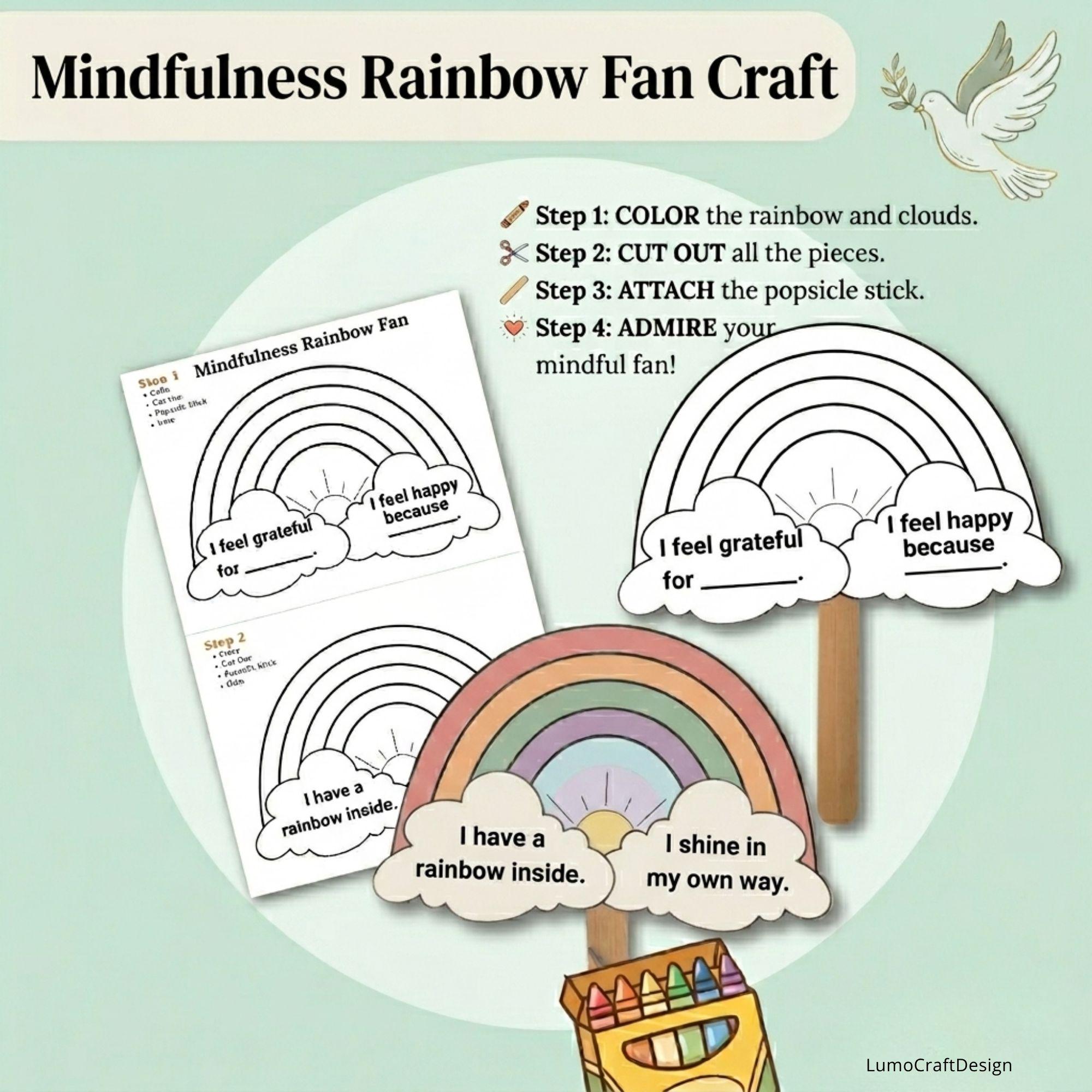 Mindfulness Rainbow Fan Craft, SEL Activity, Calm Down Tool, Coping ...