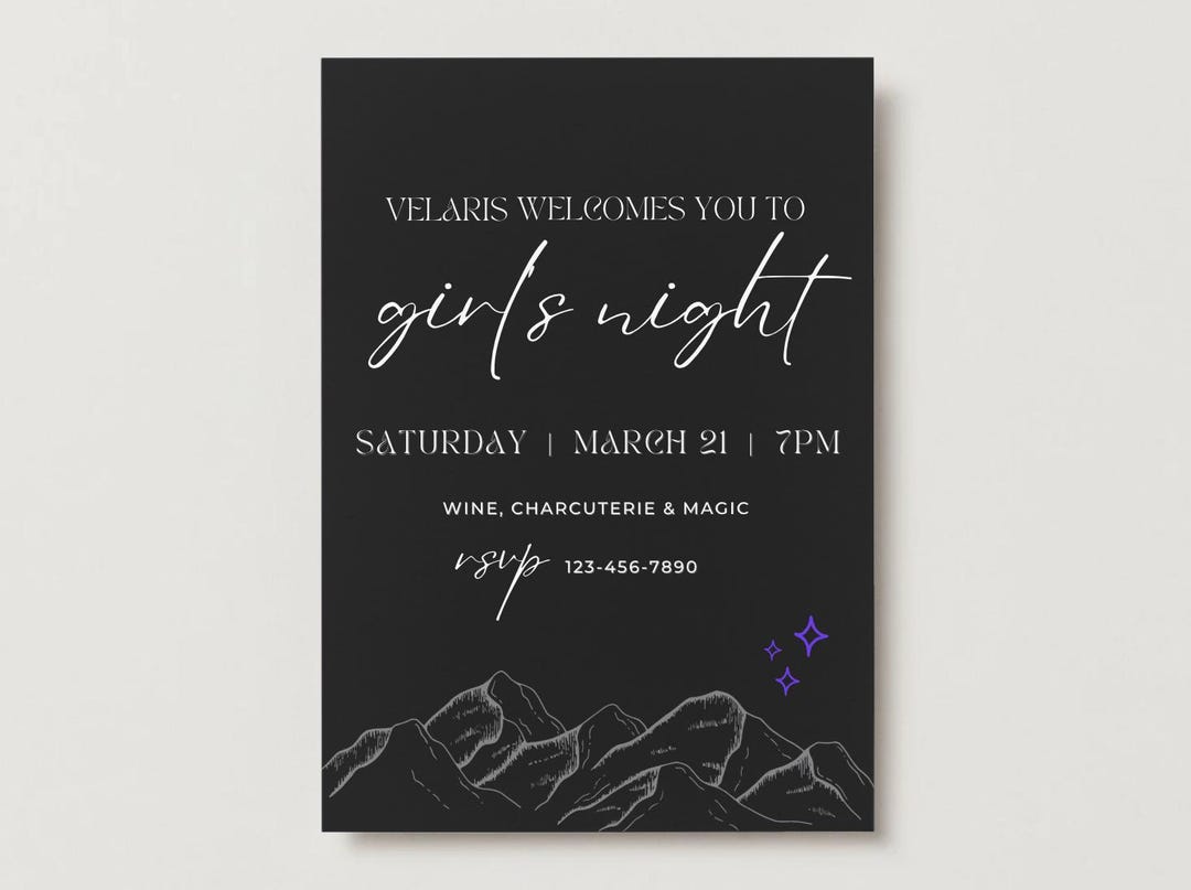 ACOTAR Themed Girls Night Invitation | Velaris Party Invite | Wine ...