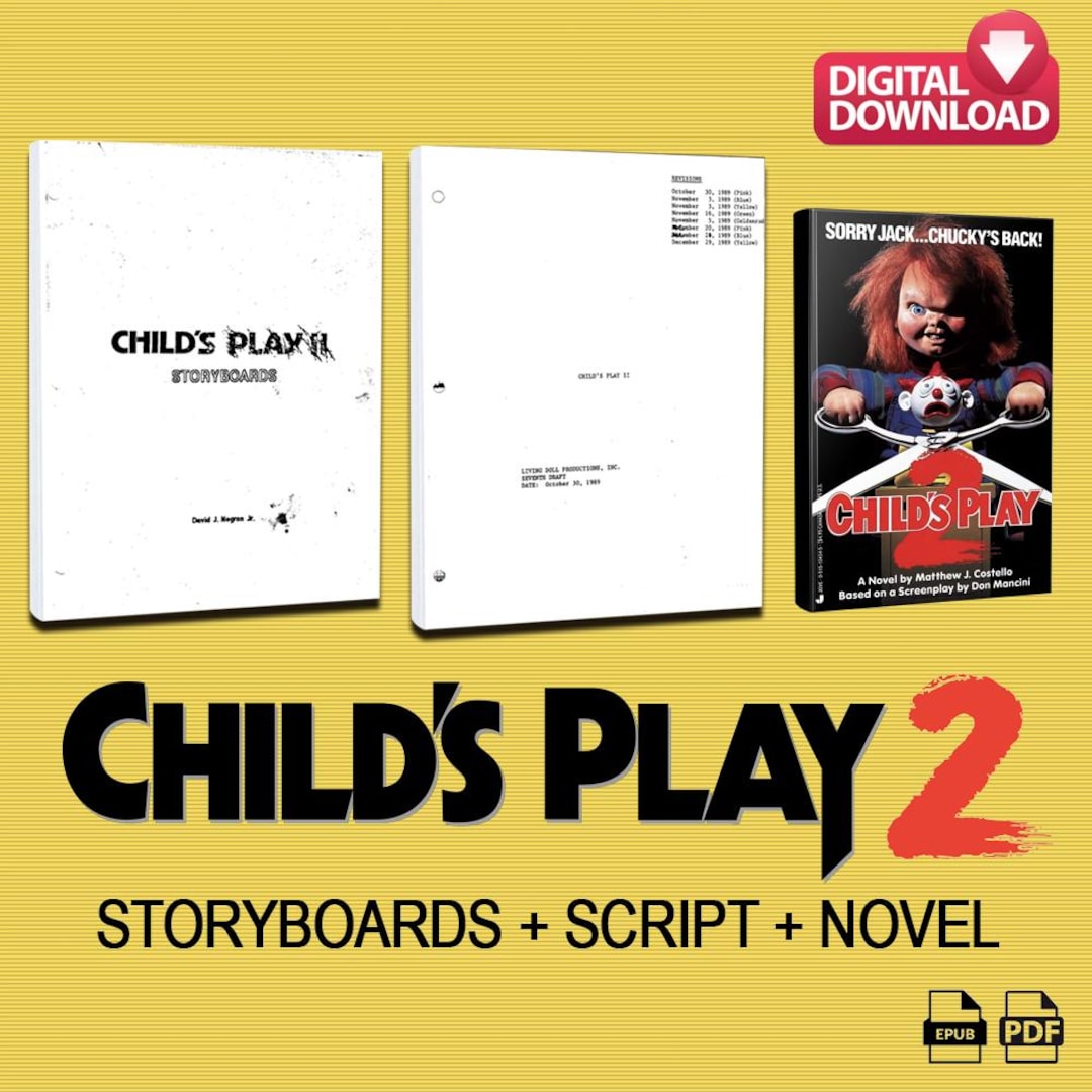 Child's Play 2 Storyboard + Script + Novel Bundle for Chucky Doll ...
