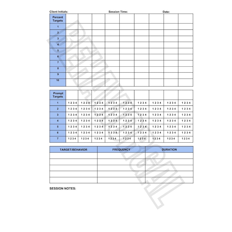 ABA Behavior Data Collection Sheet: RBT Data Tracker (digital Download ...