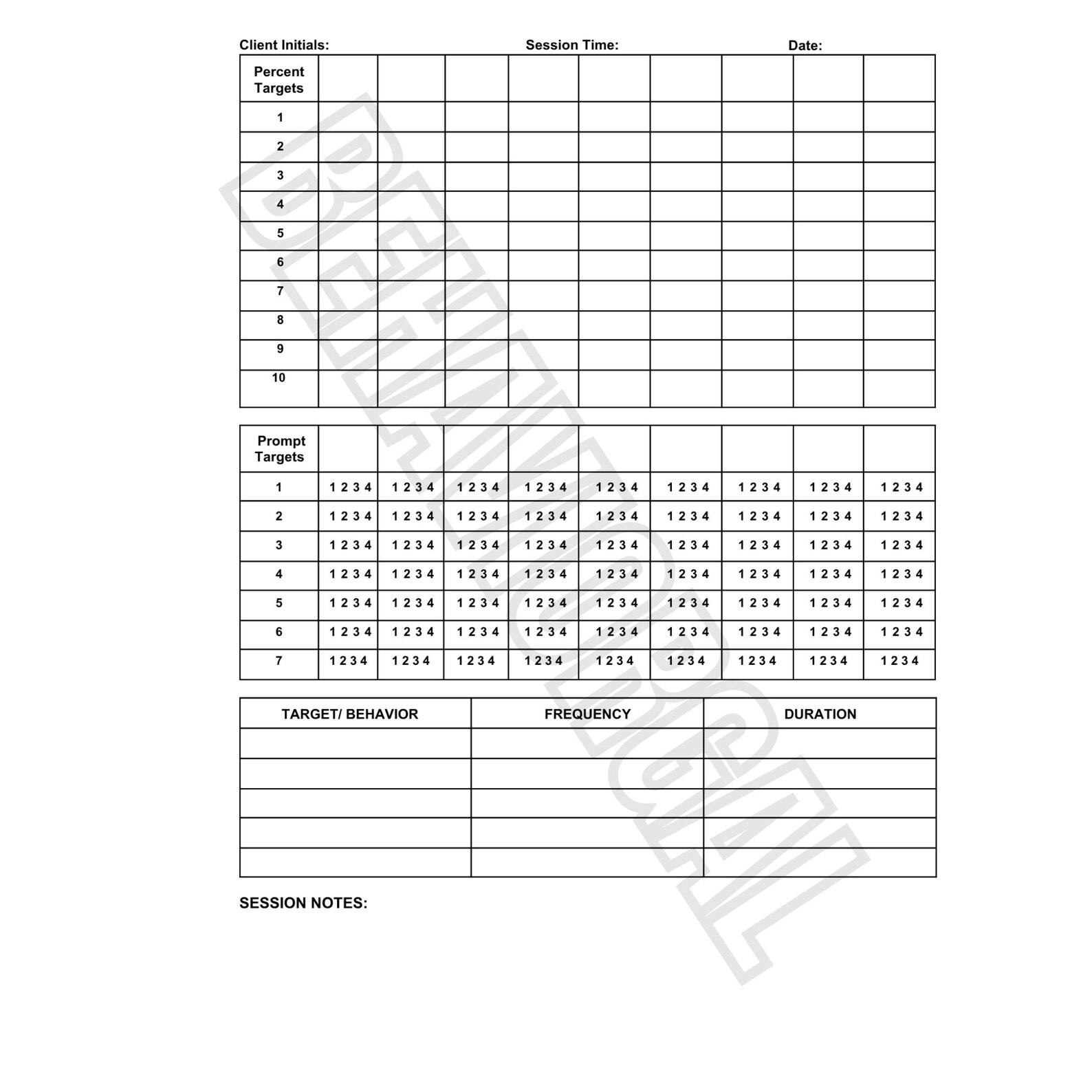 Easy to Use Digital Behavior Data Collection Sheet,data Tracker ...