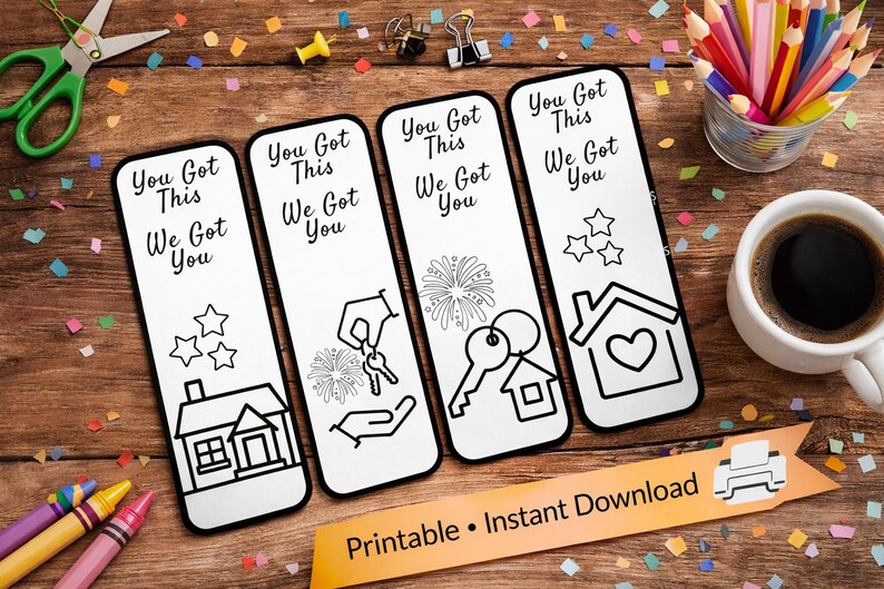 Real Estate Theme Coloring Bookmarks: Open House Realtor Gift, Kids ...