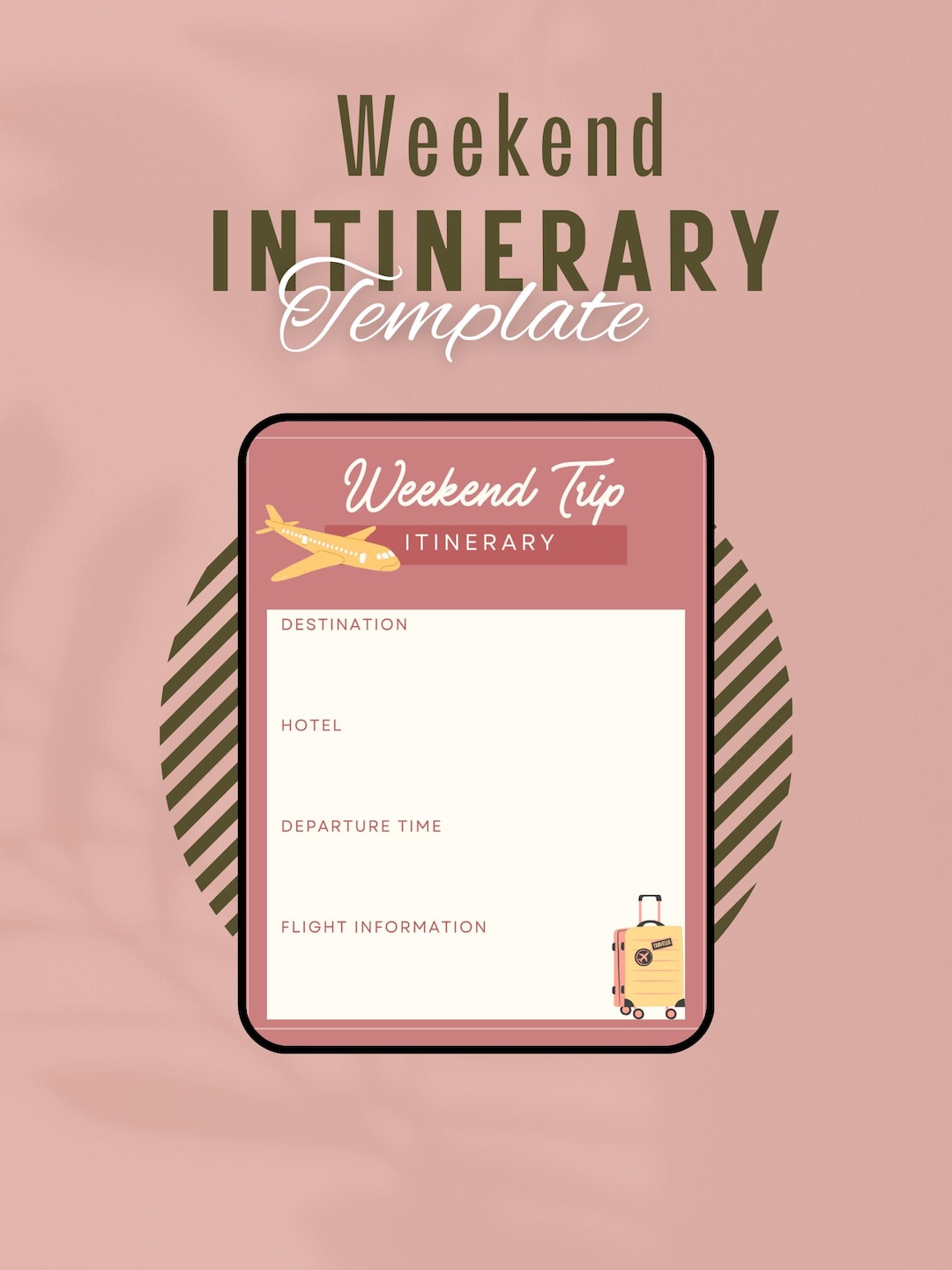 Weekend Trip Itinerary Template, Girls Trip Itinerary Template ...