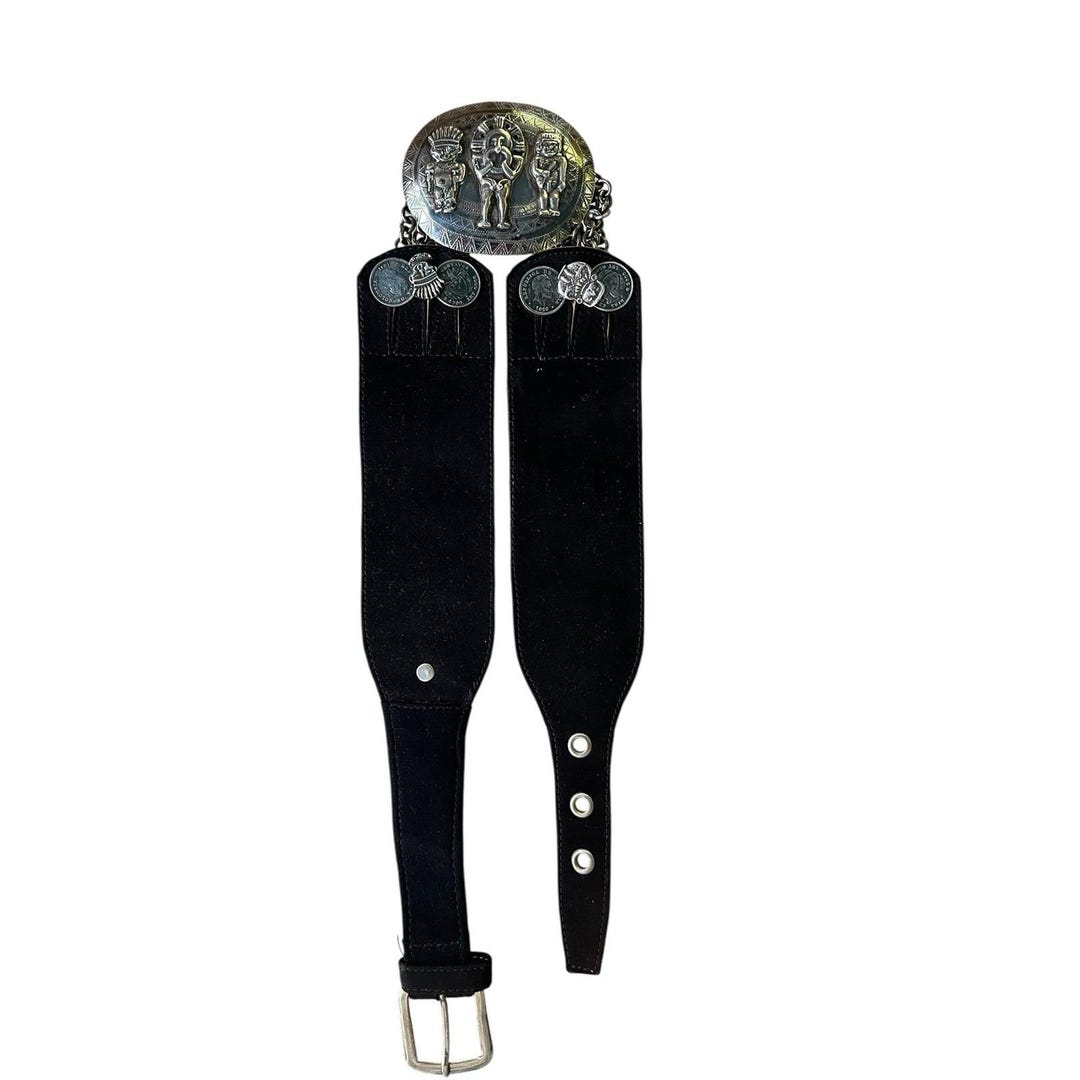 Vintage Silver Colombian Tribal Belt Coins and Suede Leather 90% Pure ...