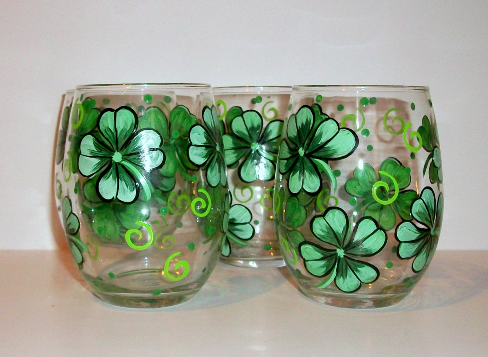 Shamrock or 4 Leaf Clover St.patricks Day Set of 4 21 Oz. - Etsy