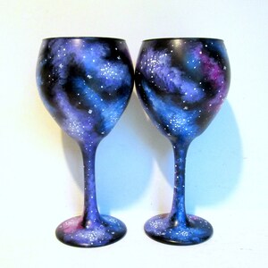 Galaxy, Nebula, Universe Celestial Hand Painted Wine Goblets Set of 2 ...