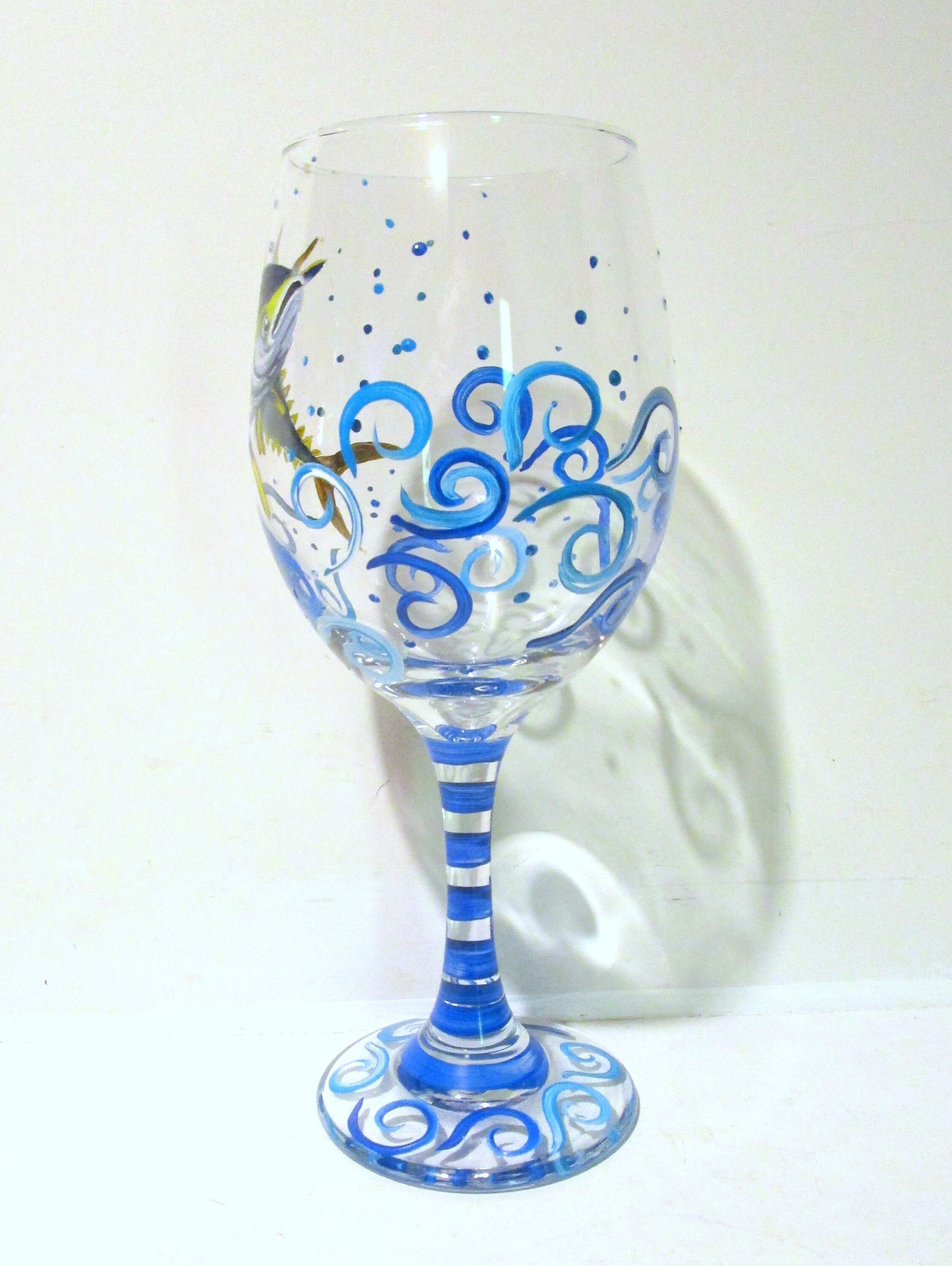 Yellow Finned Tuna Hand Painted 1 - 20 Oz. Wine Glass Fathers Day Gift ...